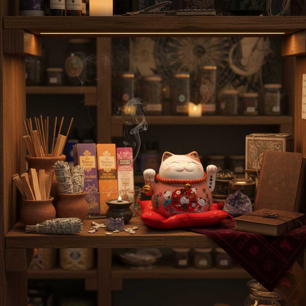 Kot Szczęścia Machający Łapką na Podstawce - Złoty (bateria słoneczna ...